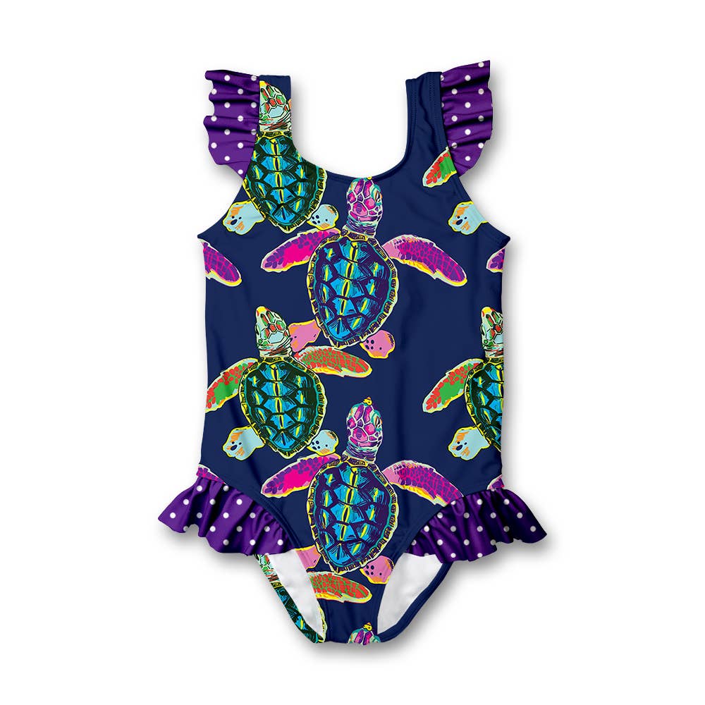Sea Turtle Swimsuit - Girls Toddler Size 3T- Foxy's Leotards